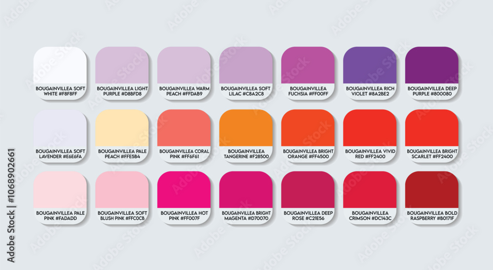 Bougainvillea Color Palette, Bougainvillea Flower Color Guide Palette ...