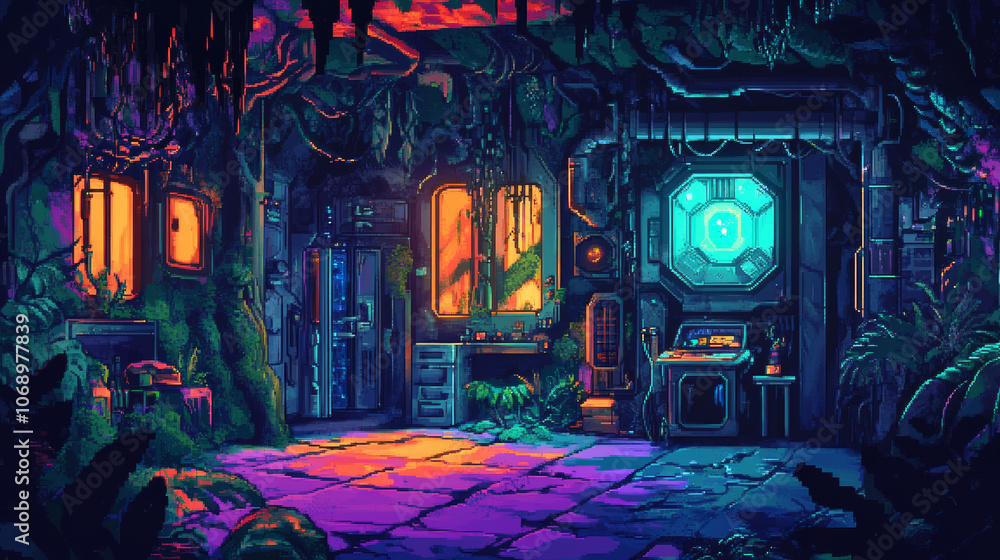 Pixel Art Jungle Lab: Cyberpunk, Tropical, Retro, Futuristic, Neon ...