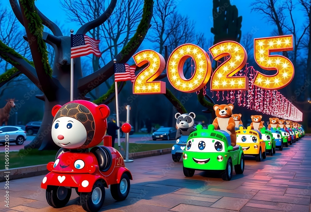 parade floats robotic animals Year sanctuary New enjoying festive ...