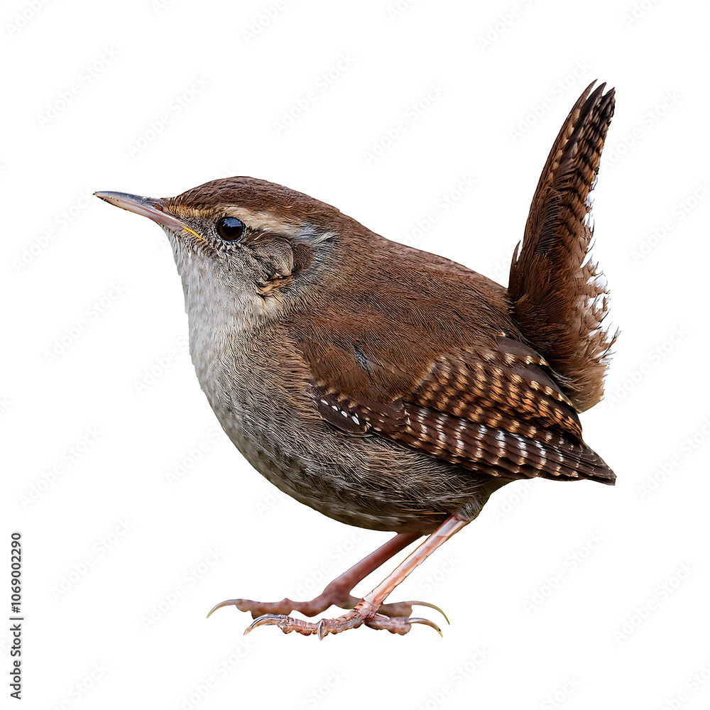 isolate wren bird white png image showing full body side view Stock ...