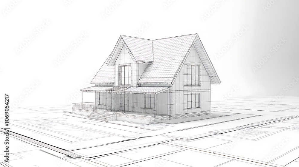 abstract architecture background blueprint house plan and wire frame ...