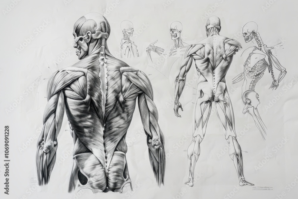 Detailed anatomical illustrations showing human muscle structure from ...