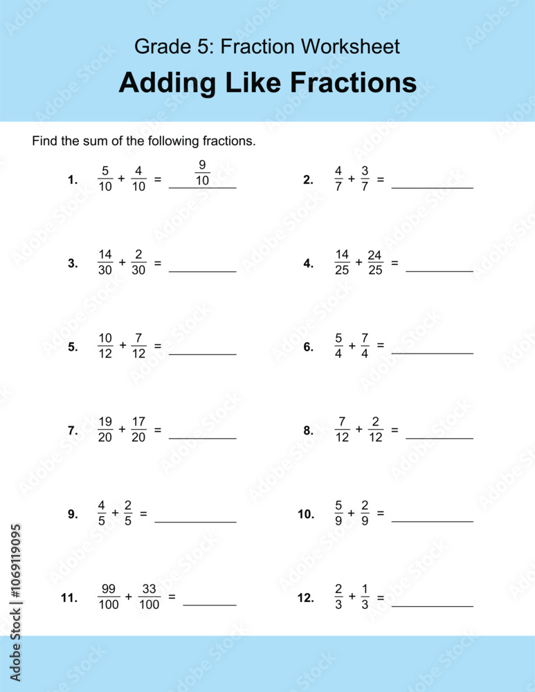 Maths Addition Worksheets Vector For Grade 5 Students, Teachers, and ...