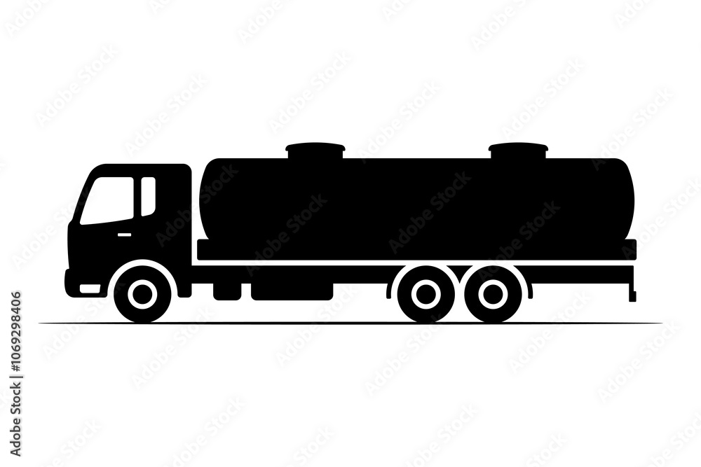 Tank truck icon. Black silhouette. Side view. Vector simple flat graphic illustration. Isolated ...