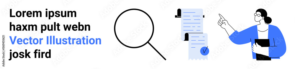 Magnifying glass highlights document review by professional pointing at ...