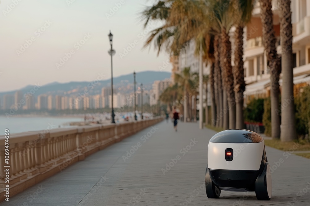 Autonomous courier: small delivery robot on wheels , advanced ...
