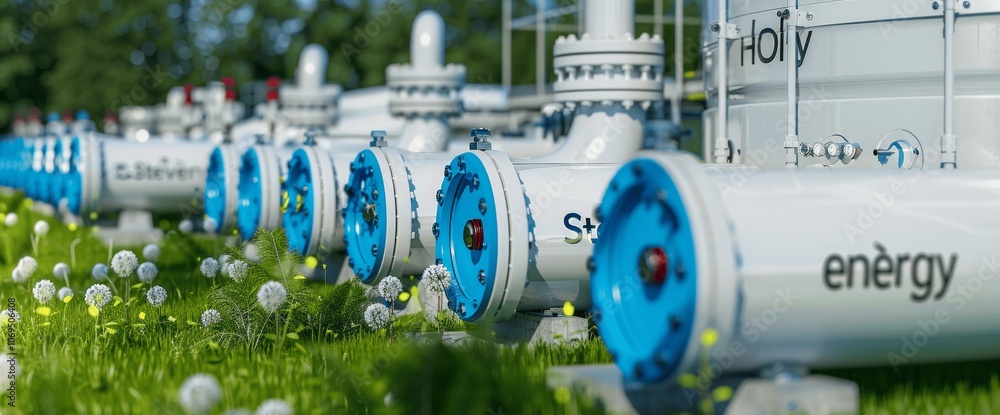 Foto de Stock hydrogen pipeline clean energy green hydrogen fuel hydrogen gas infrastructure ...