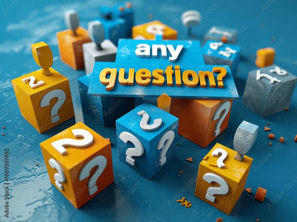 Realistic 3D Render of Any Questions with Colorful Cubes and Question ...