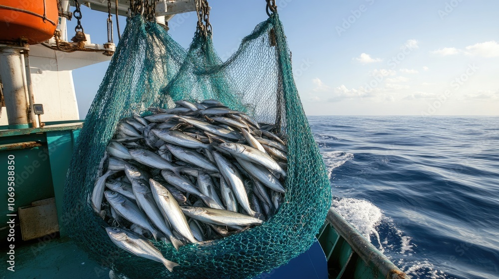 Ocean journey: fishing boat navigating open waters, essence of maritime ...