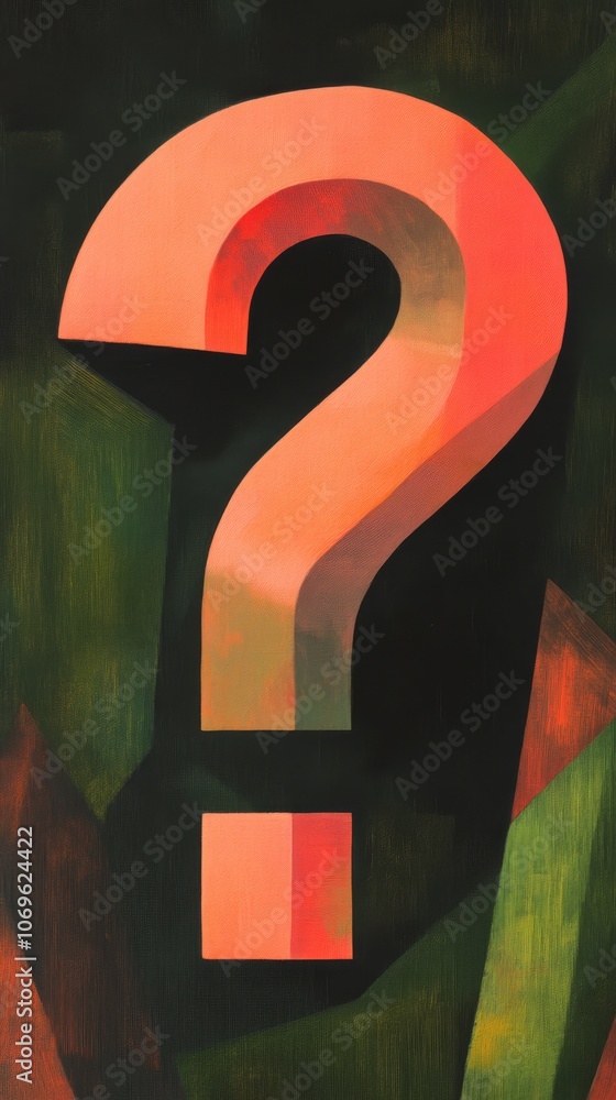 abstract shapes coming together forming a large question mark symbol of ...