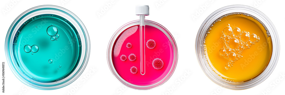 Vibrant Laboratory Samples Displaying Chemical Reactions in Petri ...