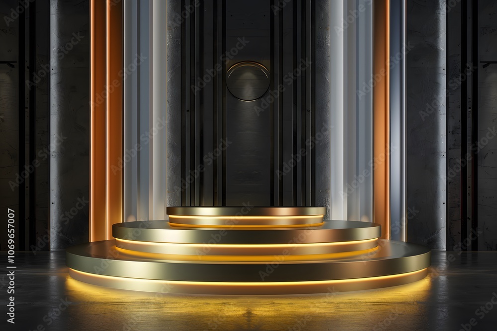 Detailed 3-step winners podium with elevated center for award ...