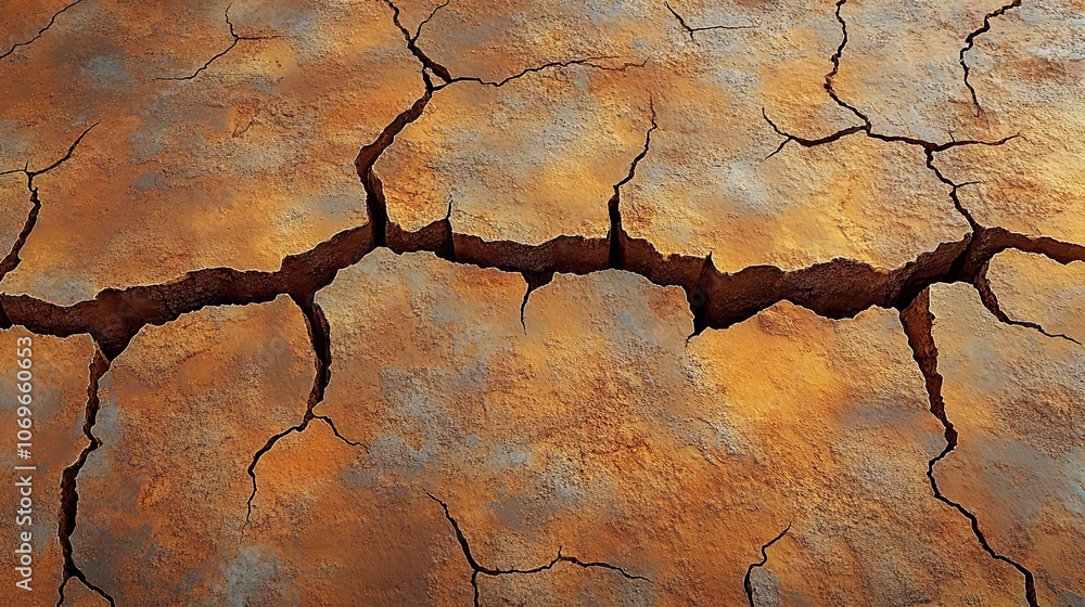 Vector illustration depicts earthquake ground cracks viewed from a top ...