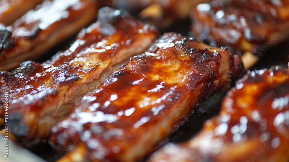 Ilustracja bez tantiem: 62.Close-up of a platter featuring grilled pork ...
