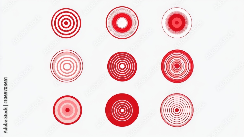 2410_021.medical pain indicator icons, concentric red circles design ...