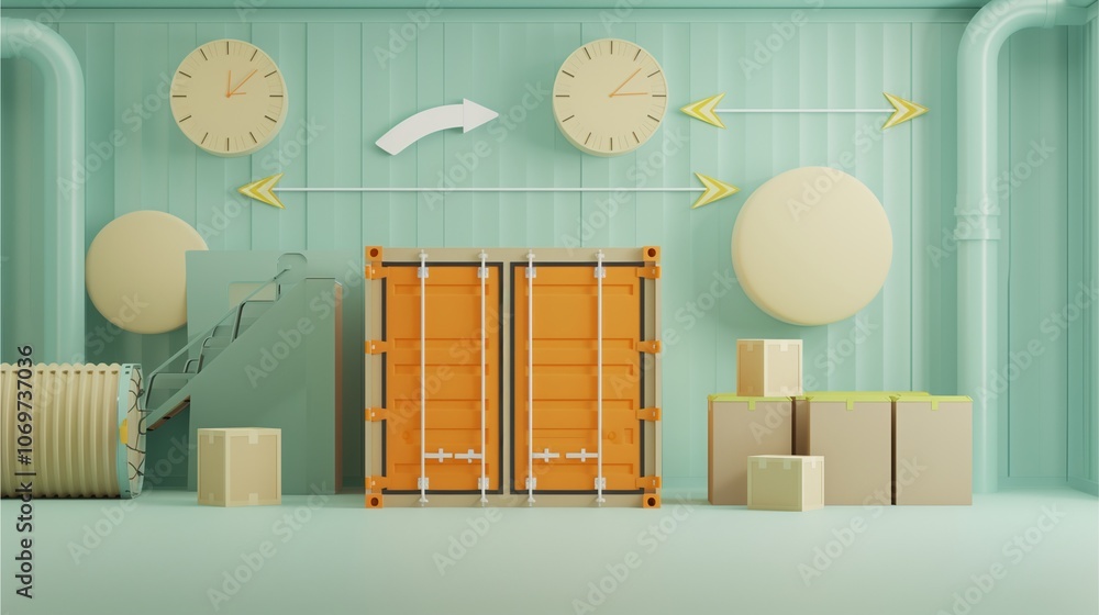 Aerial View of Loading Docks: A fleet of semi-trucks lines up at a ...