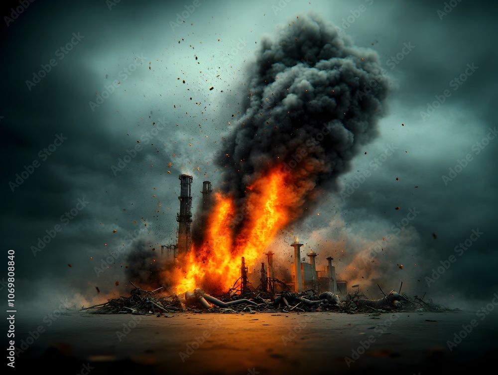 Massive explosion ripping through a power plant intense bursts of ...