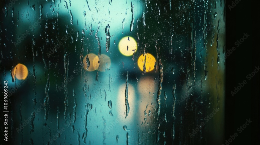 Window condensation background with natural rain textures; high ...