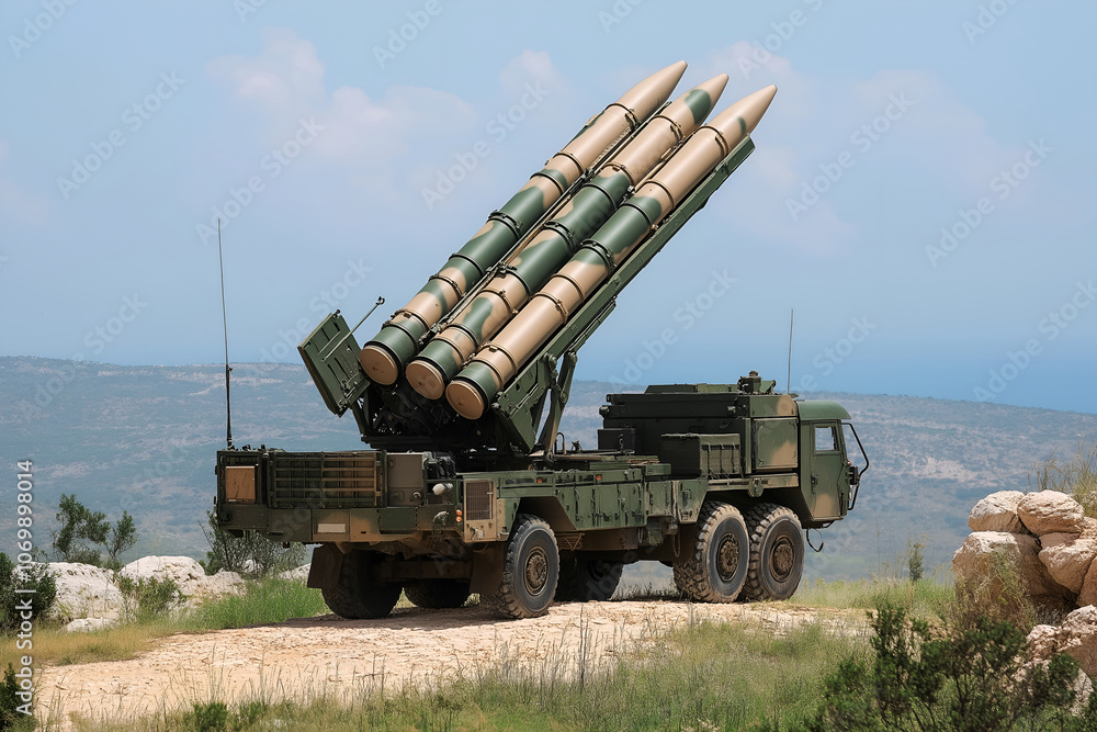 Rocket launcher vehicle fire system, air missiles launching from ...