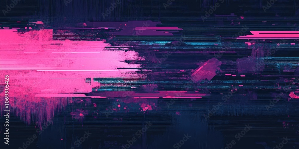 Bitmap artwork backdrop, 2D animated visuals, glitch code textures ...