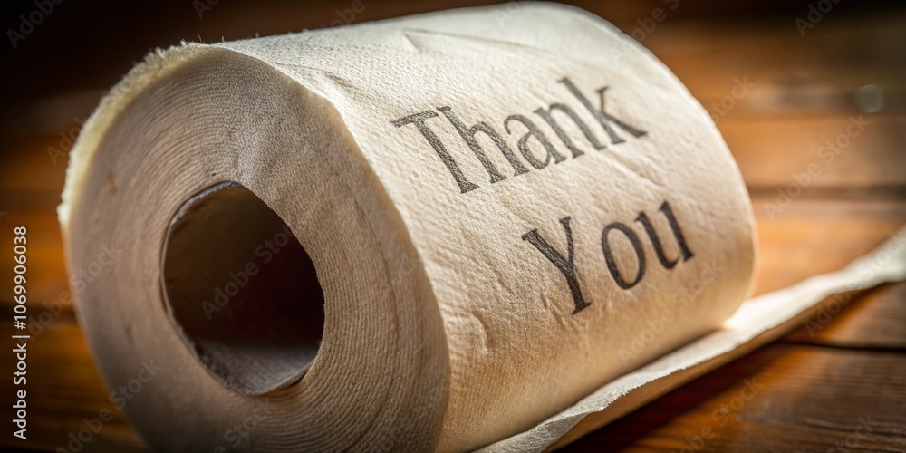 Thank You Slogan on Toilet Paper Background in Rule of Thirds ...