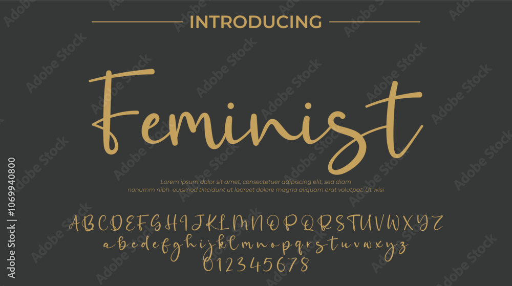Feminist Font Stylish brush painted an uppercase vector letters ...