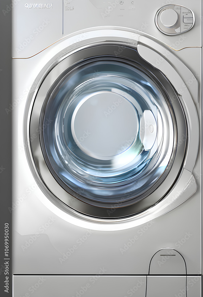 Front loading washing machine. The circle of the clear glass window ...
