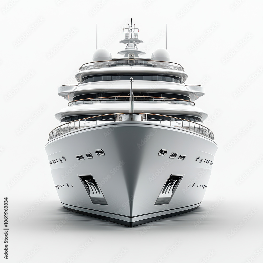 Luxury cruise ship with sleek design and multiple decks, showcasing modern architecture and ...