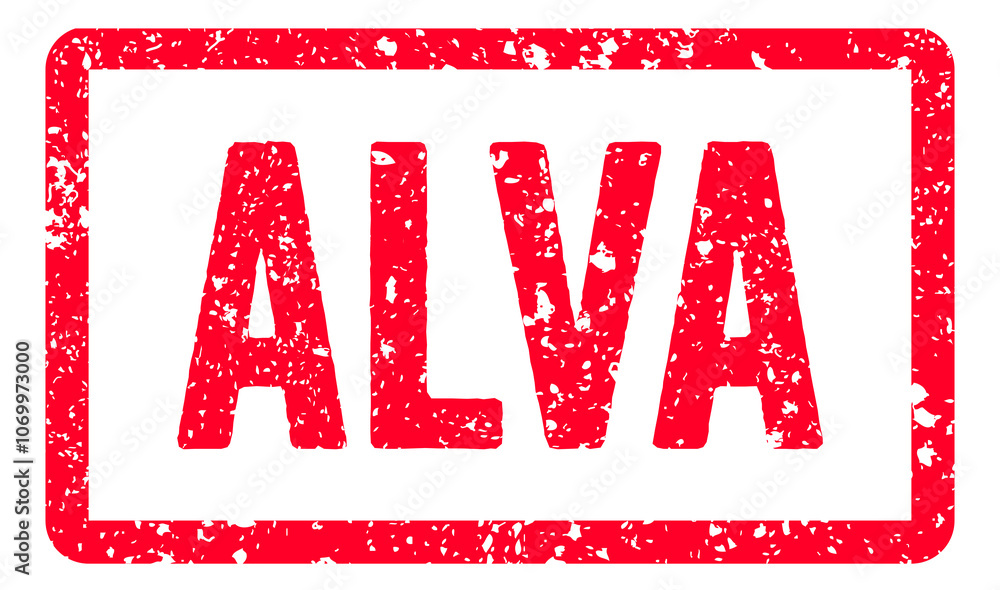 Alva Stamp Transparent Seal, Red Grunge Alva Word Rubber Stamp Seal USA ...