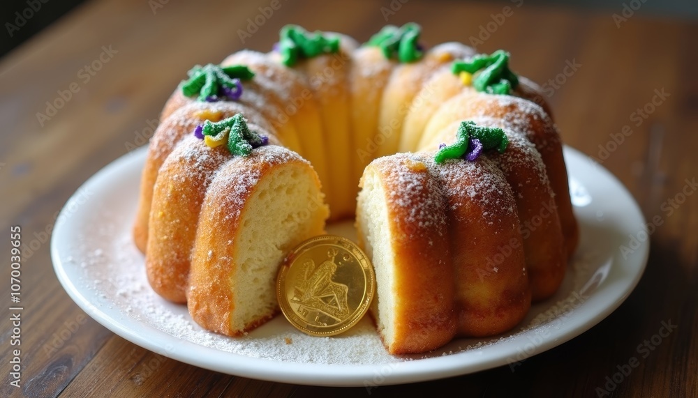 King Cake with Hidden Gold Coin Treasure, Mardi Gras Dessert, Desktop ...