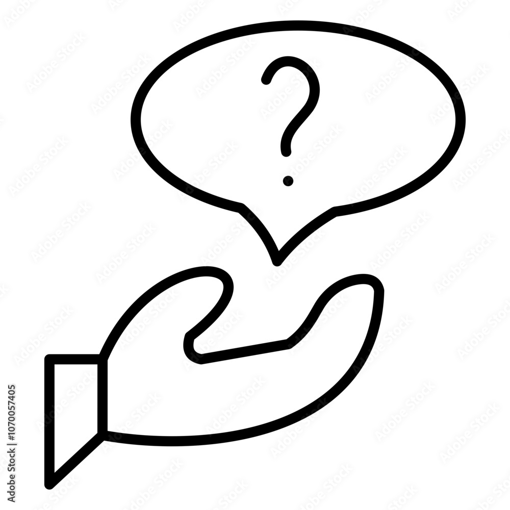 Minimalistic question mark line icon, representing curiosity or ...