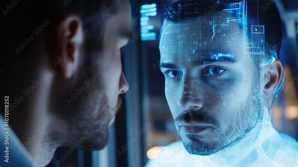 Human-AI interaction using holographic projections of human faces ...