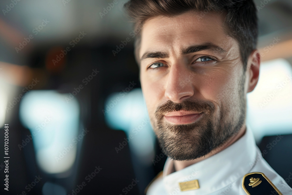 Generative AI portrait of professional airline crew worker steward ...