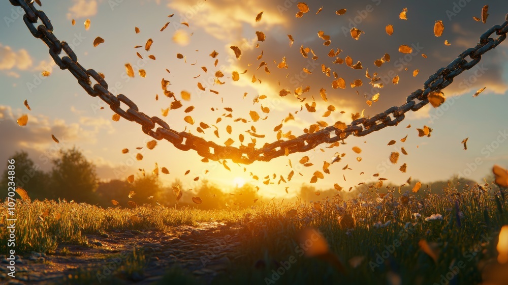 Shattered Shackles, Renewed Life: A Symbol of Hope.Concept of addiction ...