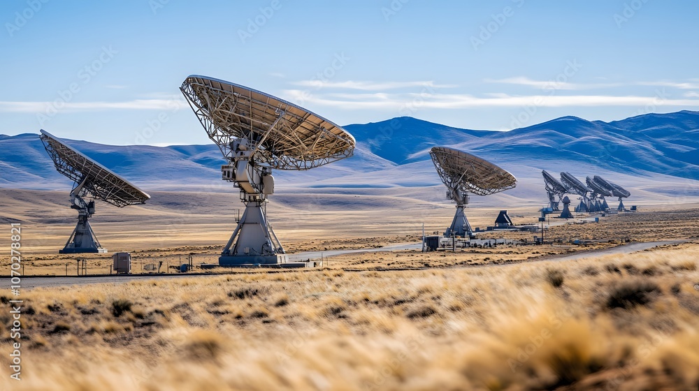 Stock-Illustration „Earth receiving station in a remote desert location ...