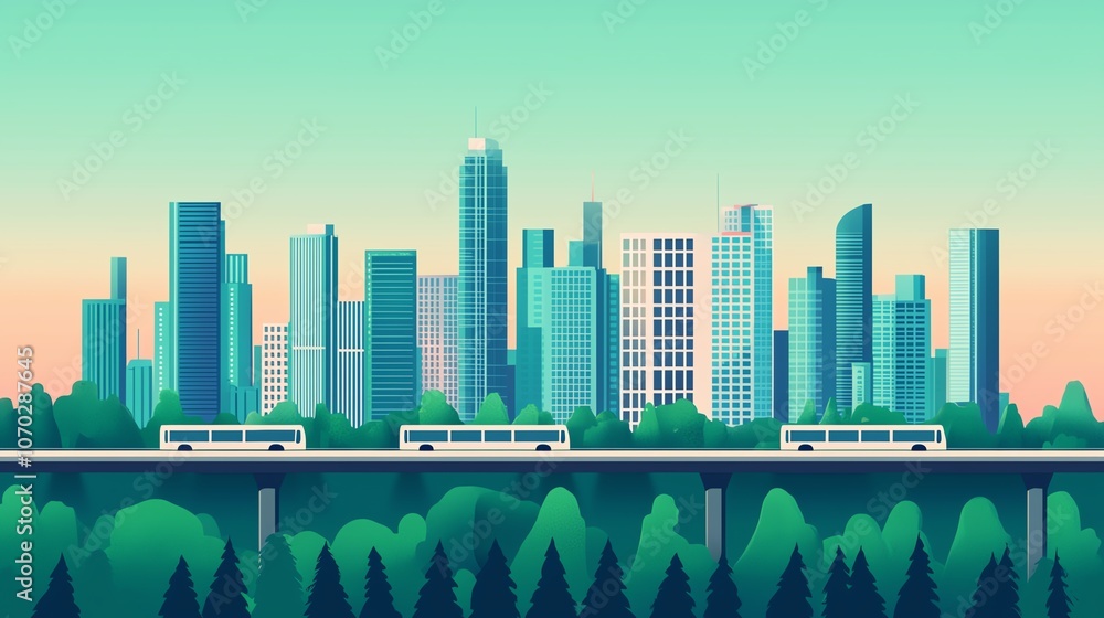 Pedestrian bridges connecting ecofriendly districts, seamless flow of ...