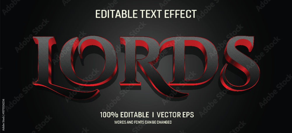 editable lords vector text effect with modern style design Stock Vector | Adobe Stock