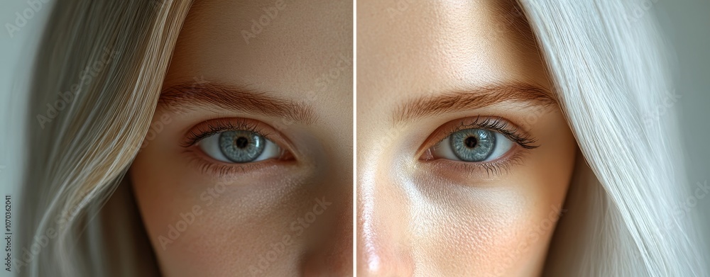The split view demonstrates how thinning hair grows into fuller volume ...