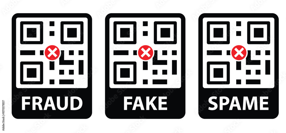 Spam, QR code fraud. Fake QR code phishing, or quishing, social ...