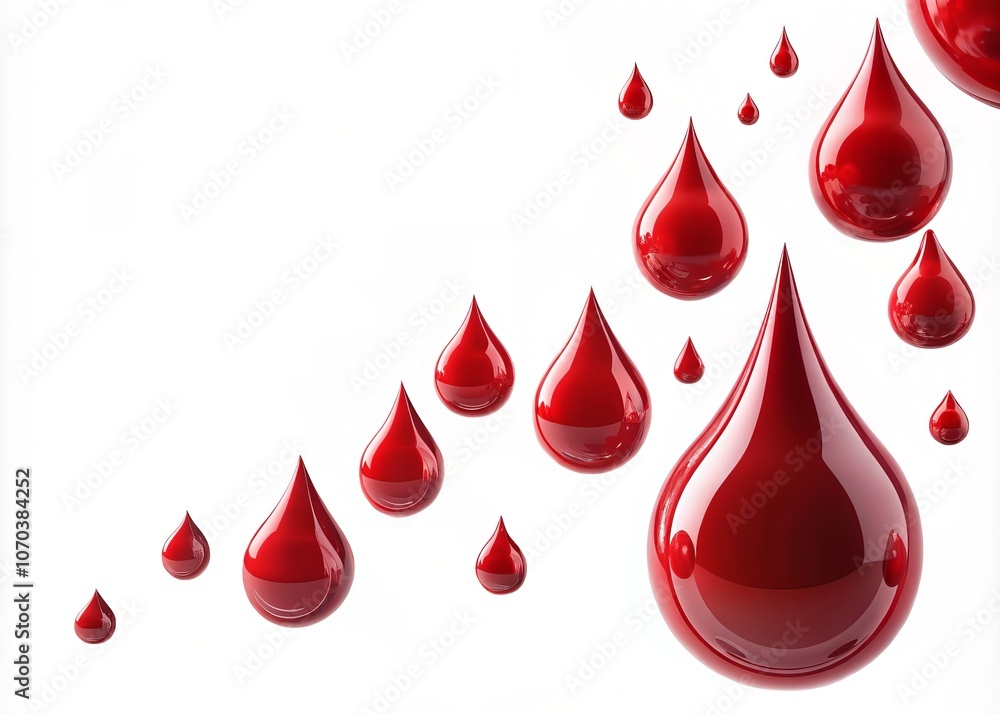 Isolated Blood Drops on White Background for Medical and Healthcare ...