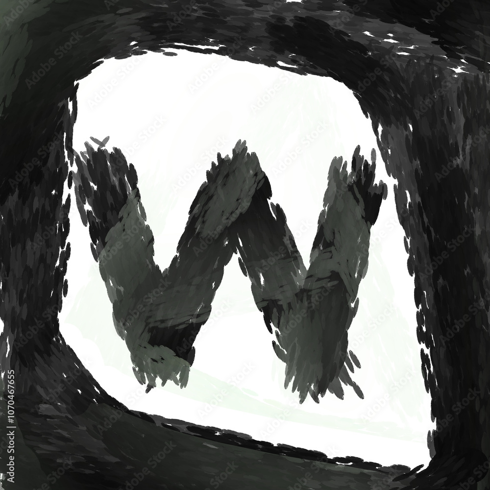 Abstract Monochromatic Letter W: A bold and expressive abstract ...