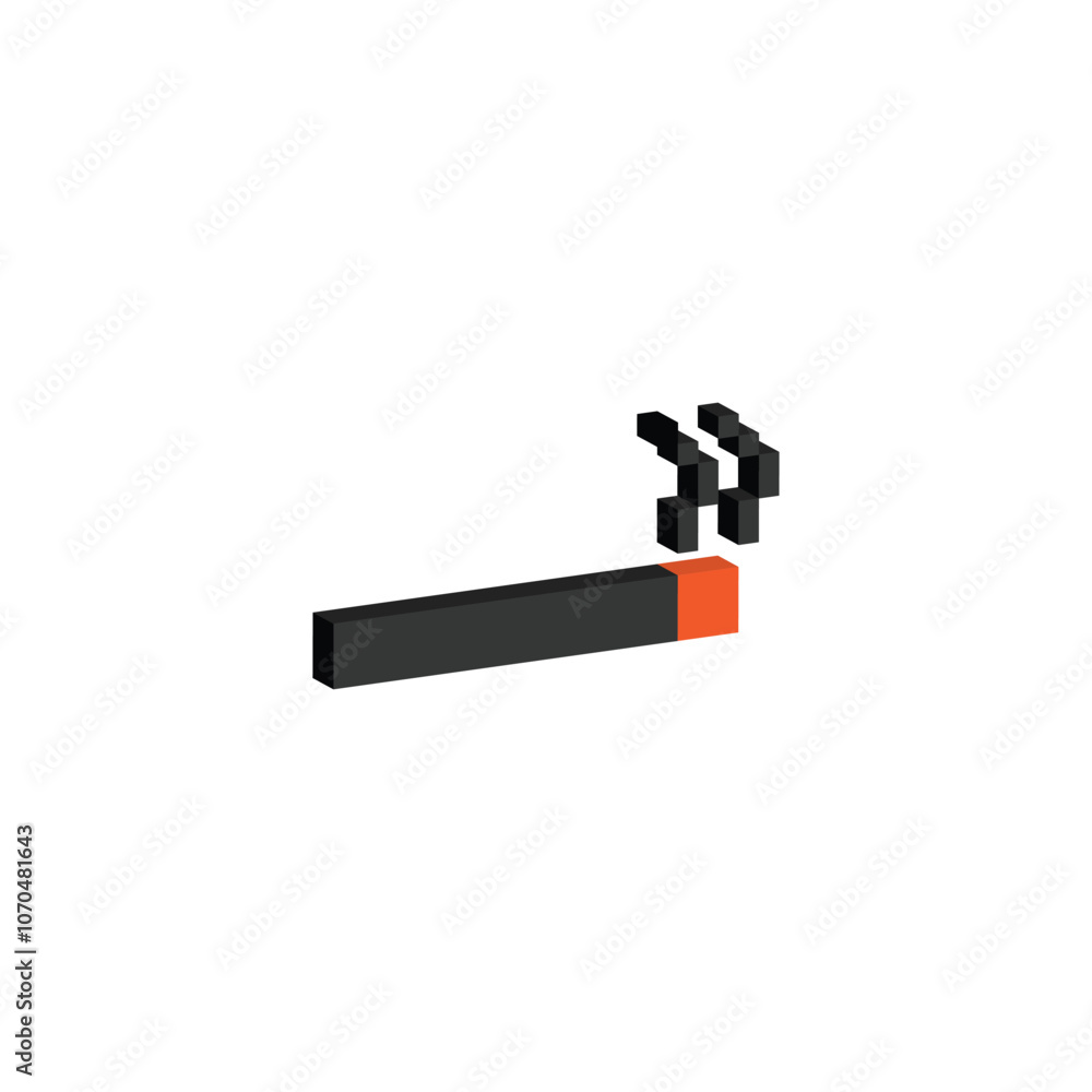 isometric pixel cigarette icon. Vector pixel art smoke 8 bit game logo ...