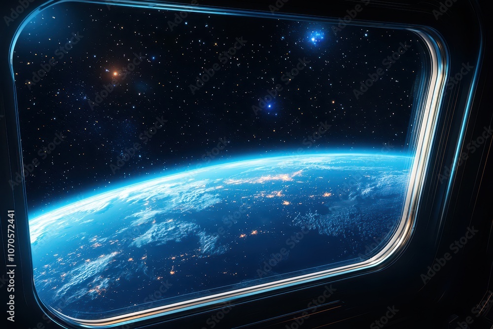 Explore the stunning view of earth from space through a window in an ...