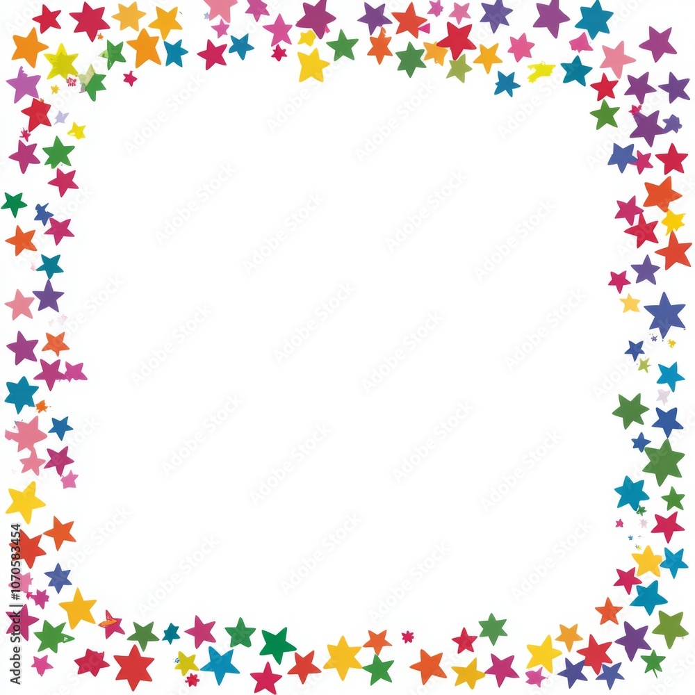 Rainbow-Colored Star Border Frame with White Background Stock ...