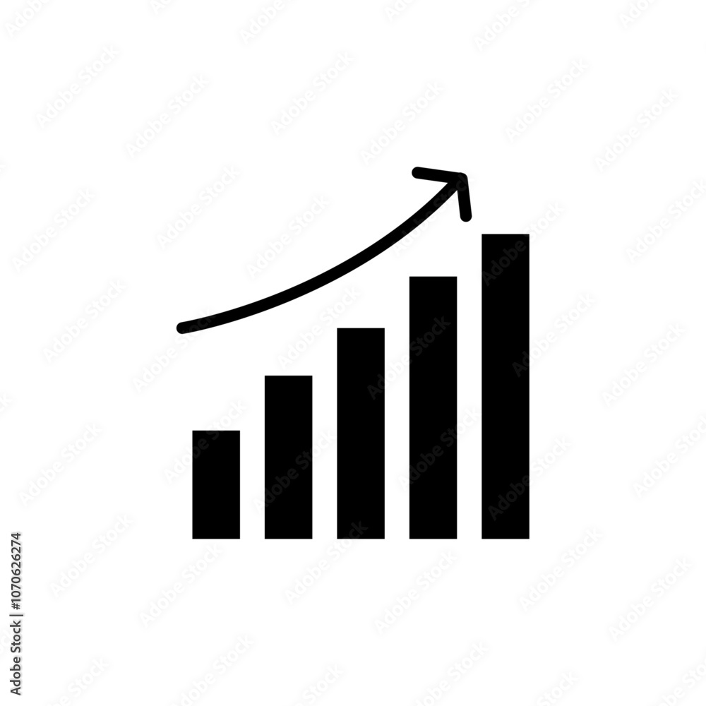 Growth Chart icon black and white vector sign Stock Vector | Adobe Stock