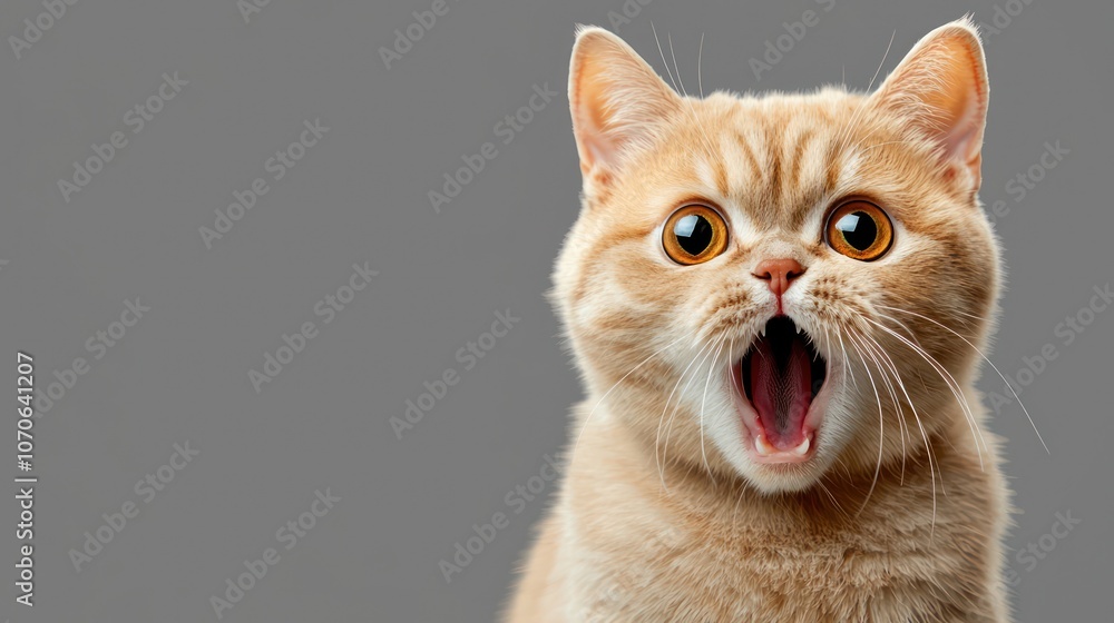 Angry and surprised cat isolated on transparent png background with a ...