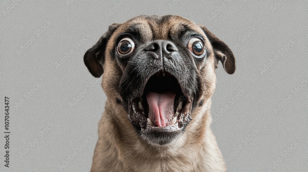 Angry and surprised dog isolated on transparent png background with a ...