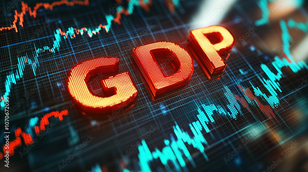 GDP - Gross Domestic Product sign in 3D letters on a background of ...