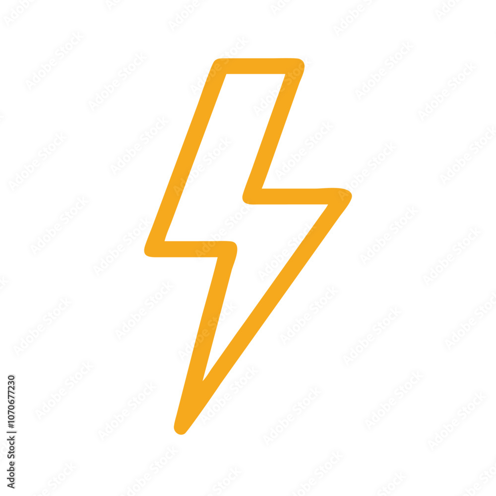 Yellow Lightning Bolt Outline Icon, Simple yellow lightning bolt icon ...