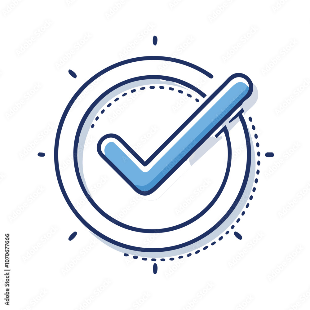 Image vectorielle Stock Blue Check Mark Icon with Dotted Circular ...